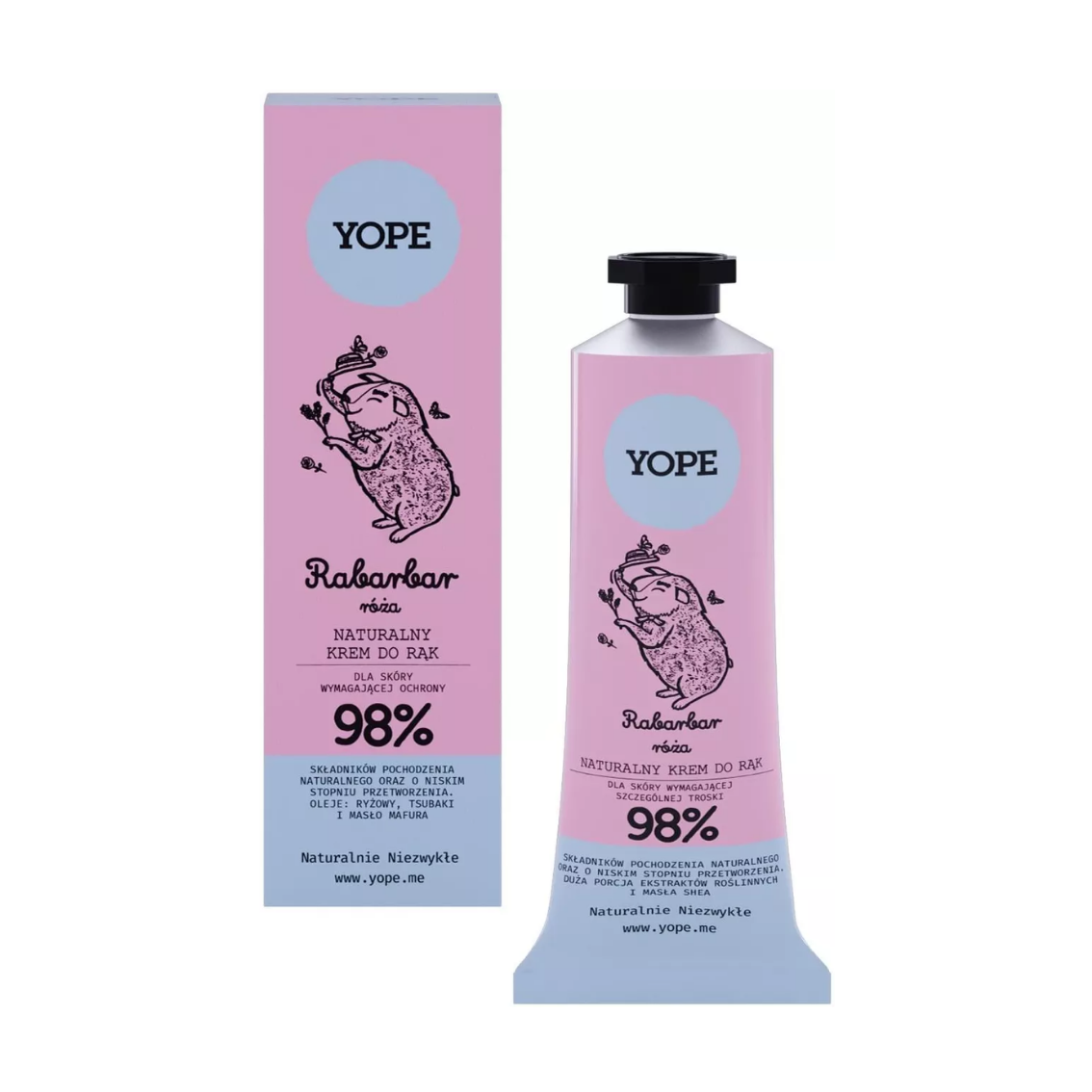 Krem do rąk Yope - rabarbar i róża - 50ml | Kosmetyki naturalne - Biozdrowy