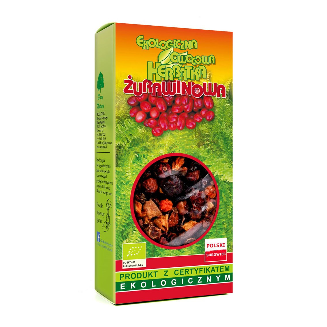 Herbata Żurawinowa Dary Natury 100g EKO | Producenci - Biozdrowy