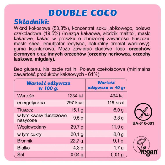 Baton w polewie czekoladowej Double Coco Fizi 45 g | Batony - Biozdrowy